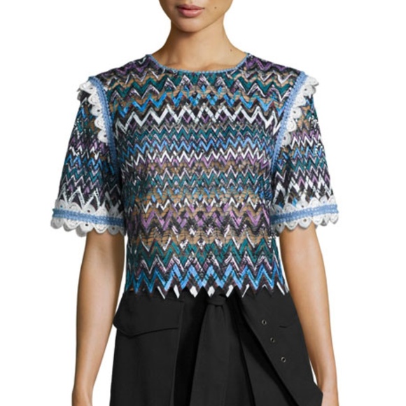 SALONI | Tops | Saloni Ophellc Chevron Lace Crop Top In Multicol | Poshmark